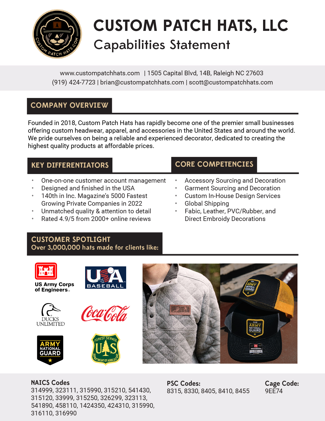 Custom Patch Hats Capabilities Statement - Custom Patch Hats